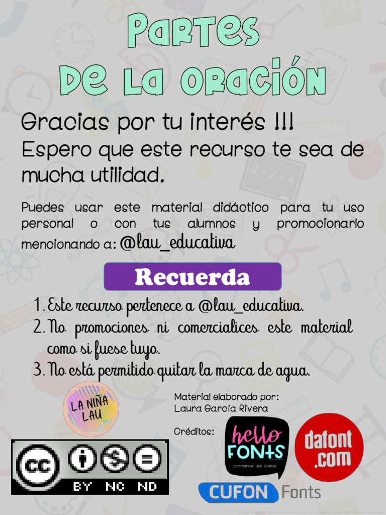 Partes de la Oración: Guía Didáctica | PDF | Crecimiento personal y ...
