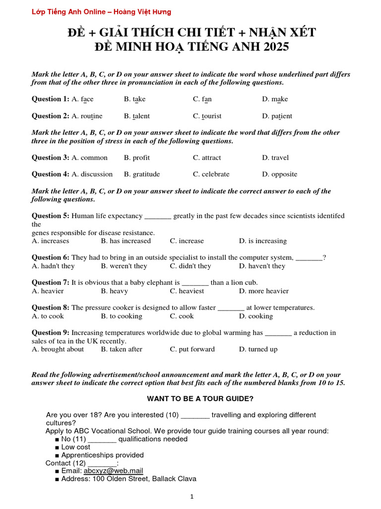 GIẢI CHI TIẾT + NHẬN XÉT - ĐỀ MH TIẾNG ANH 2025 | PDF