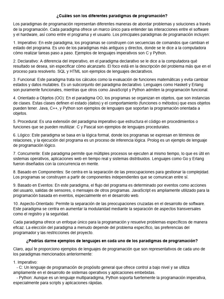 Paradigmas | PDF | Objeto (informática) | Paradigmas de programación