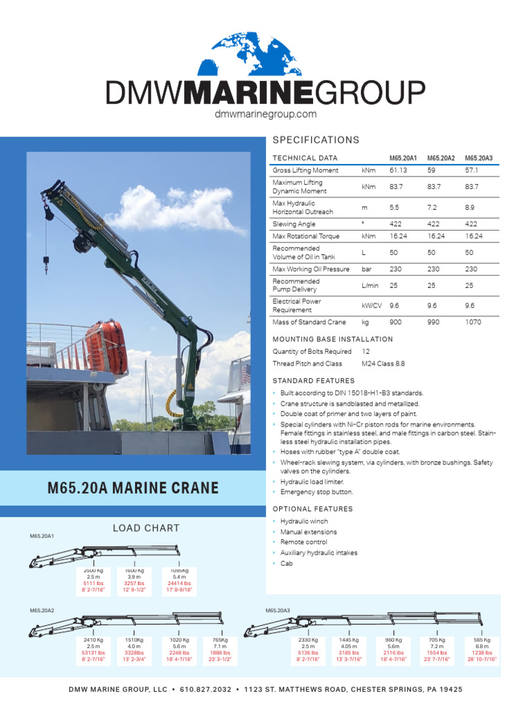 M65.20A Marine Crane Specifications | PDF | Hydraulics | Gas Technologies