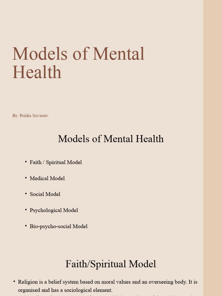 Overview of Mental Health Models | PDF | Mental Disorder | Psychotherapy
