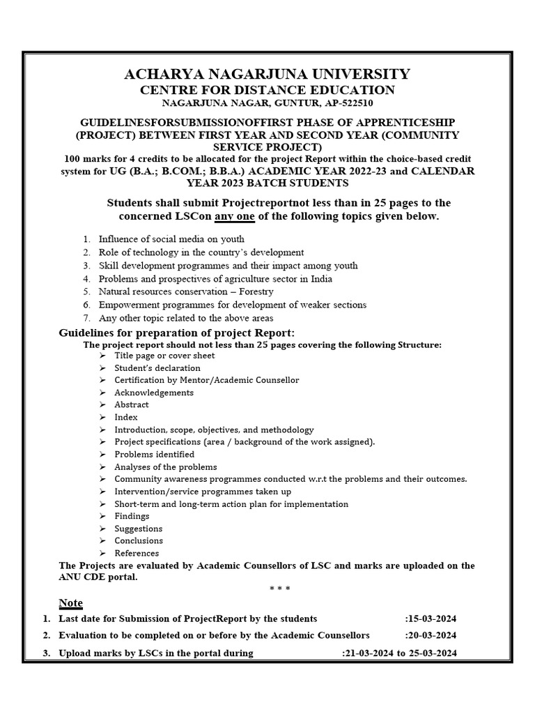 CSP Guidelines-Feb2024 1ST YEAR UG STUDENTS | PDF | Business