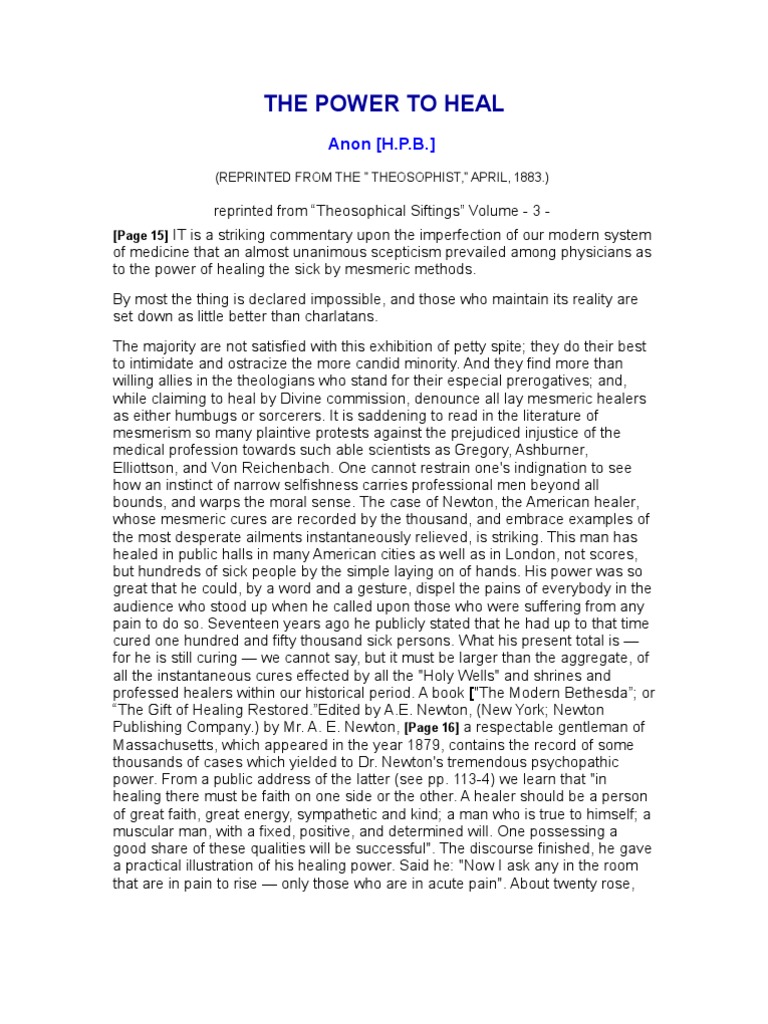 The Power To Heal | PDF | Faith Healing | Electricity