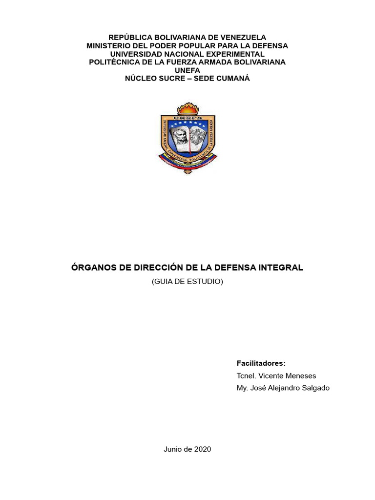 Guia de Estudio #01 - Organos de Dirección de Defensa Integral | PDF ...