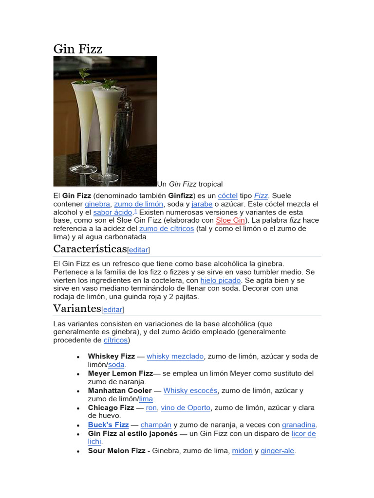 Receta para Un Buen Gin Fizz | PDF
