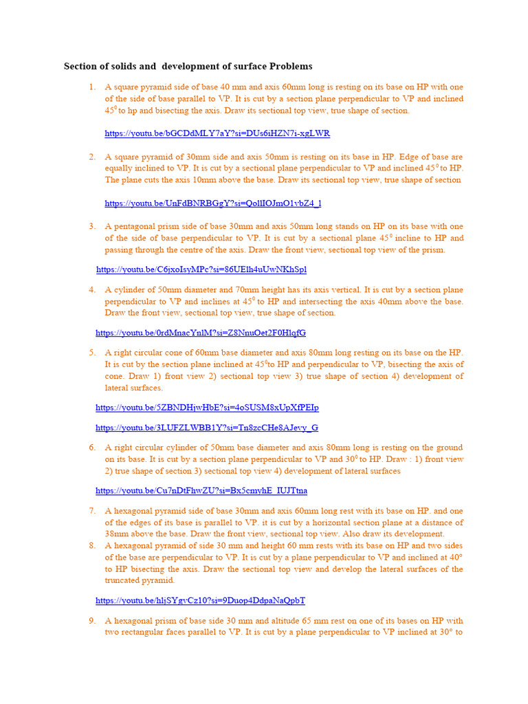 Section of Solids and Devlopment of Surface | PDF | Perpendicular | Euclidean Geometry