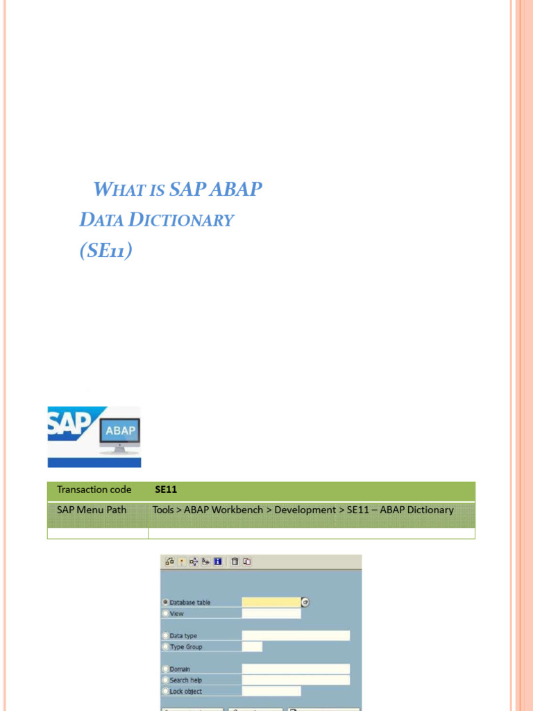 ABAP Data Dictionary | PDF | Databases | Data ABAP Data Dictionary | PDF | Databases | Data