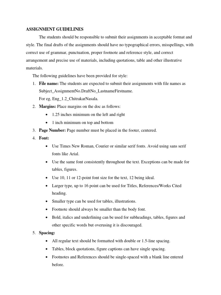 Assignment Guidelines | PDF | Typefaces | Printing