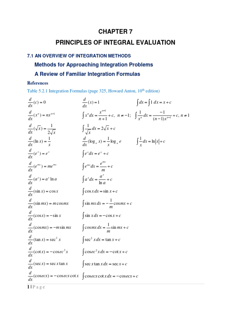 Integration Formula | PDF | Trigonometric Functions | Mathematics