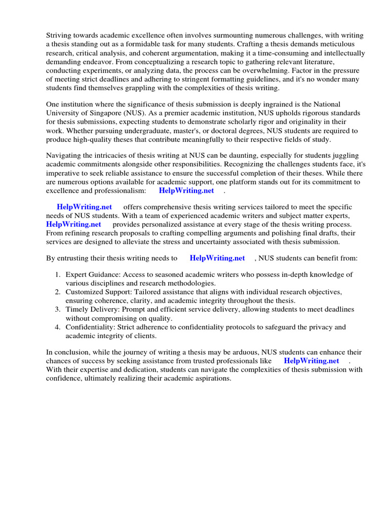 Thesis Submission Nus Pdf Thesis Capital Structure