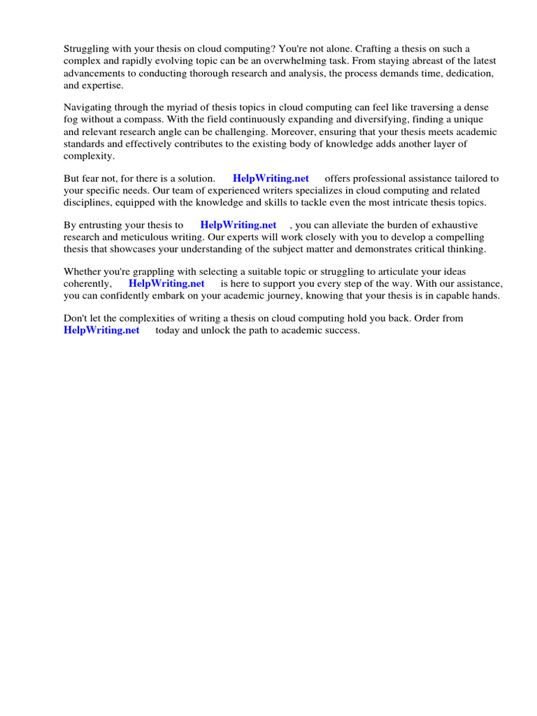 Thesis Topics Cloud Computing | PDF | Cloud Computing | Computing