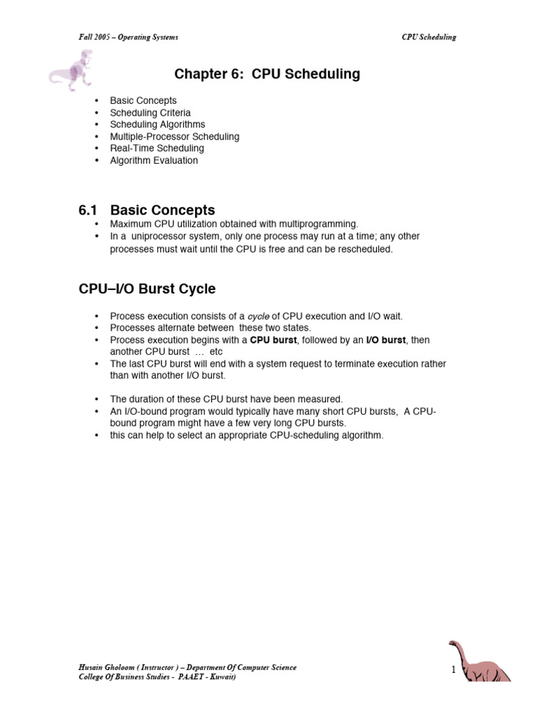 Os CH6 | PDF | Scheduling (Computing) | Process (Computing)