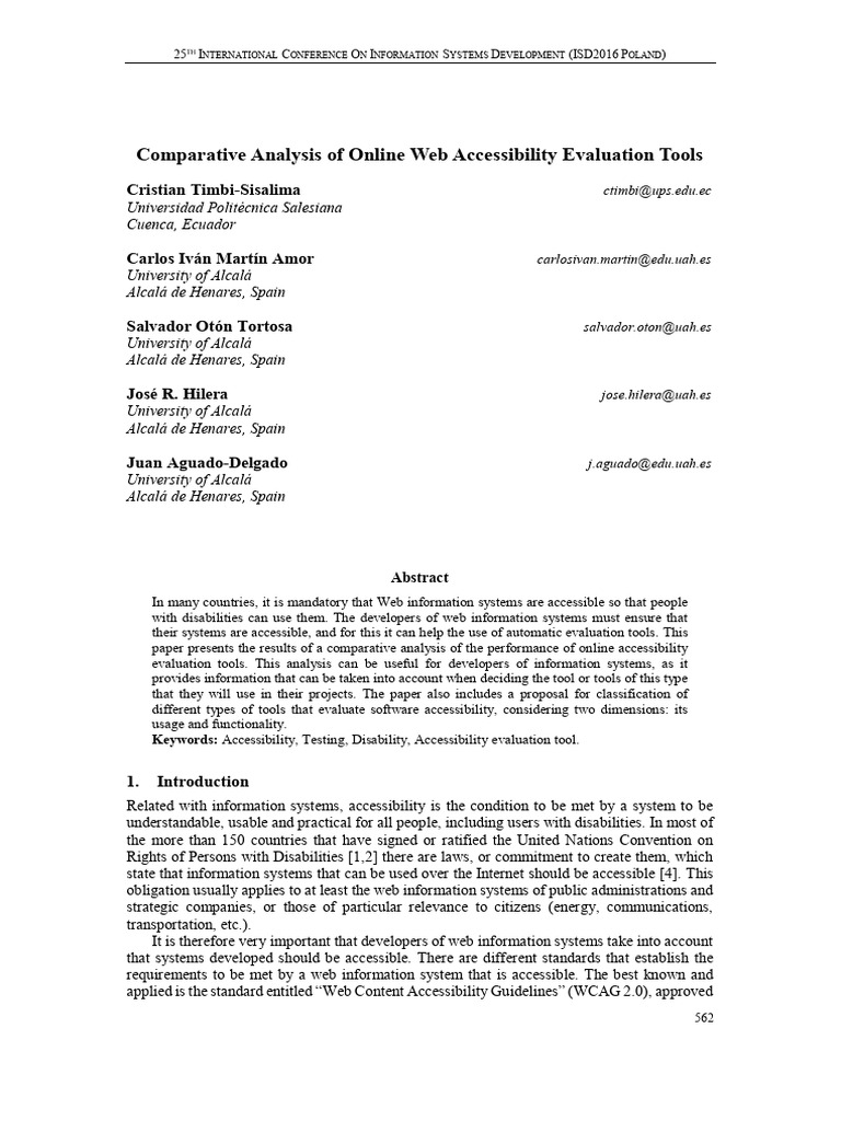 Comparative Analysis of Online Web Accessibility Evaluation Tools | PDF | World Wide Web ...