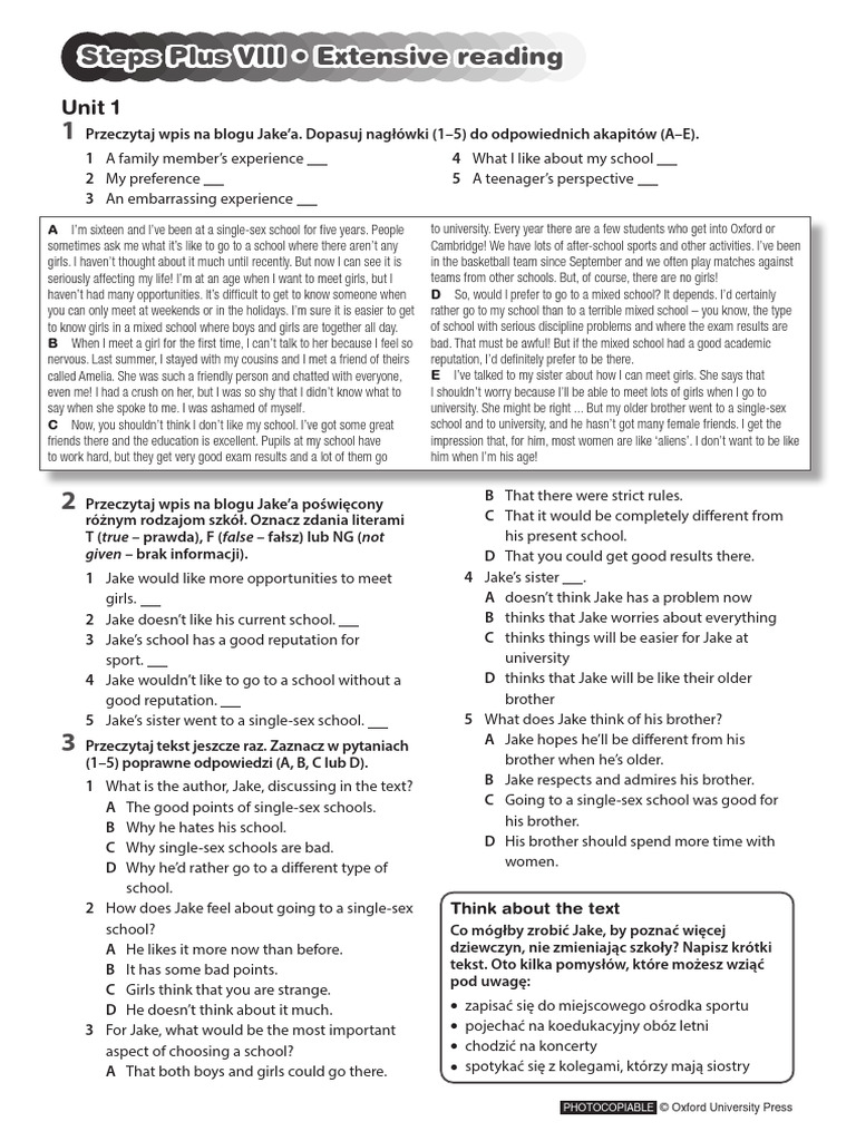 Steps Plus VIII - Extensive Reading Worksheets | PDF | Nelson Mandela ...