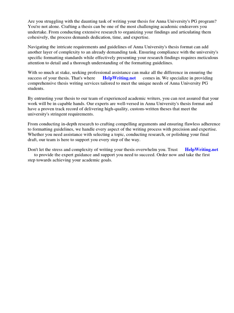 Anna University Thesis Format For PG | PDF | Thesis | Doctor Of Philosophy