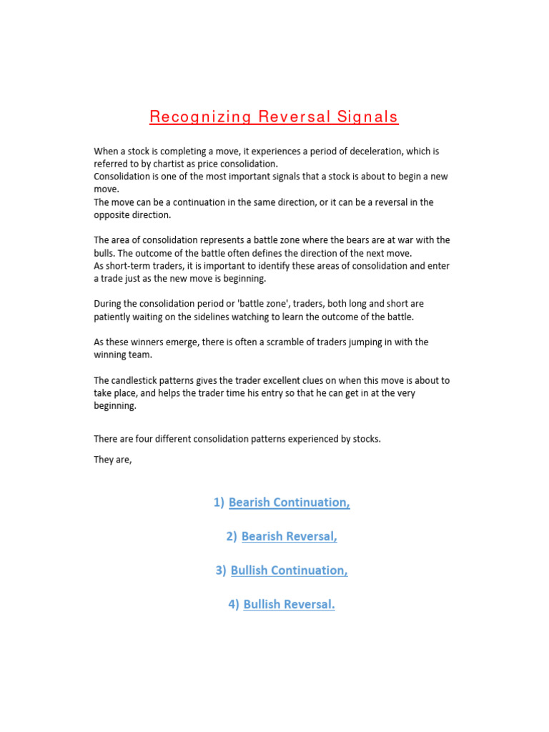 Recognizing Reversal Signals | PDF | Market Trend | Microeconomics