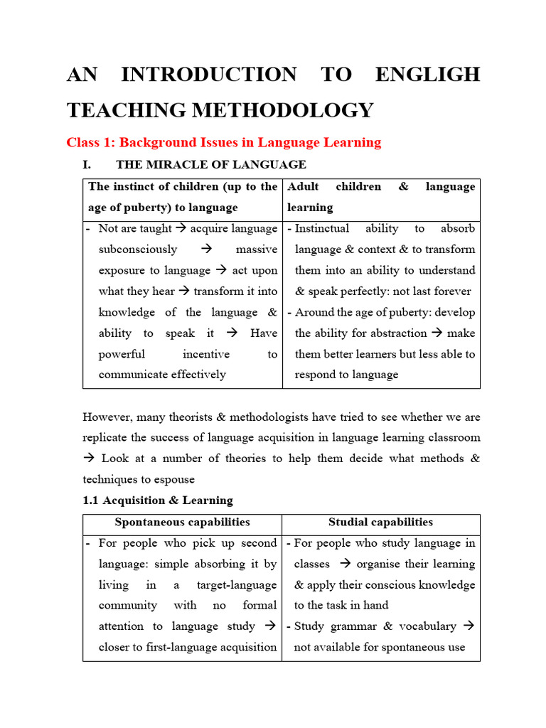GHPĐC - LESSON 1 Background Issues in Language Learning | PDF | Language Acquisition | Learning