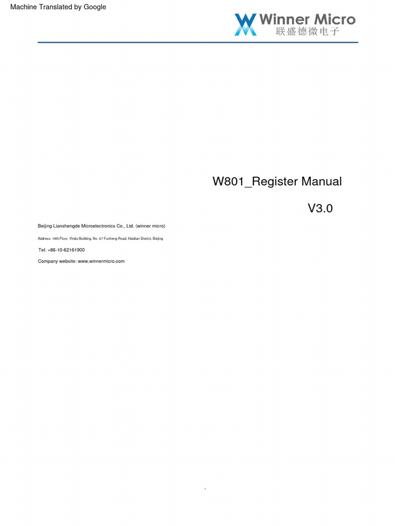 W801 - Register Manual - v30 | PDF