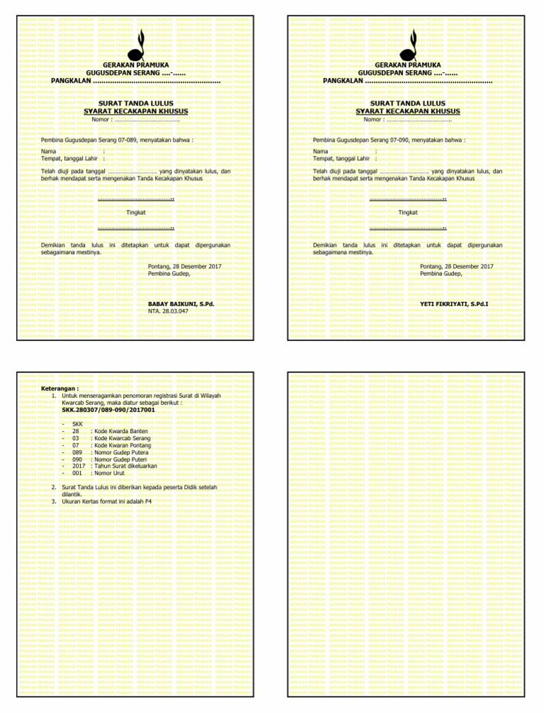 Format Surat Tanda Lulus SKK | PDF