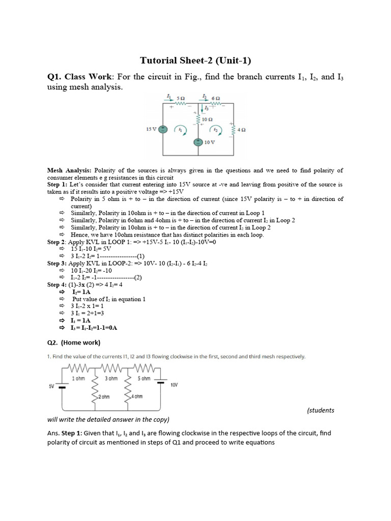 Tutorial Sheet-2 (Unit-1) | PDF