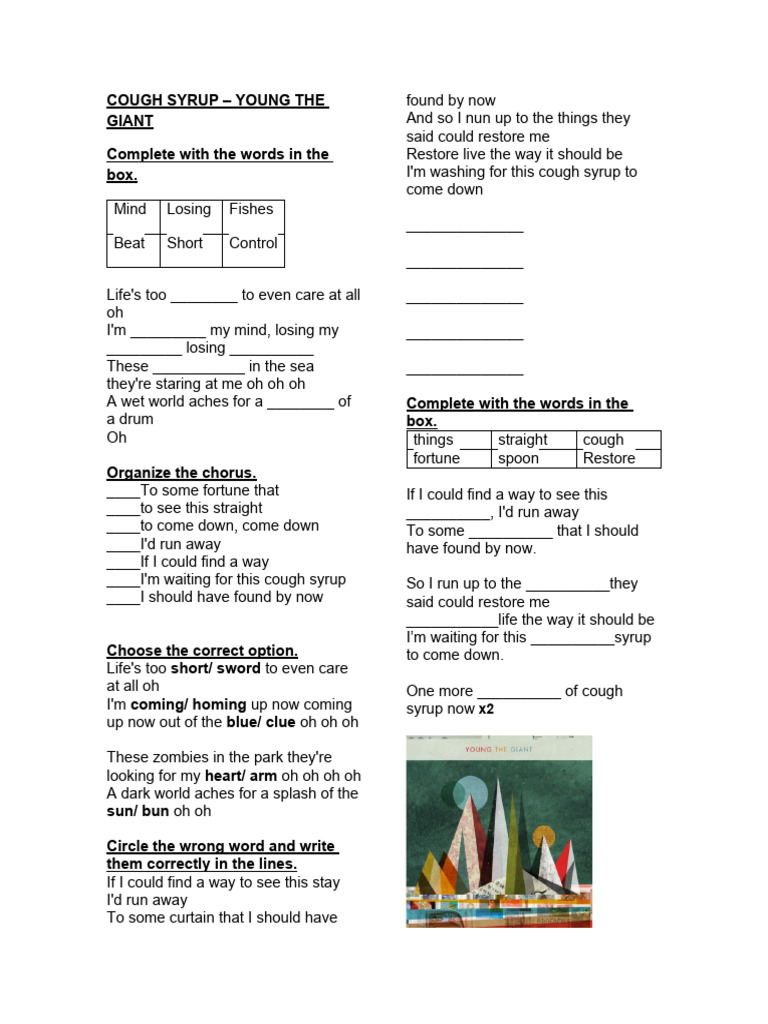 Cough Syrup Worksheet | PDF