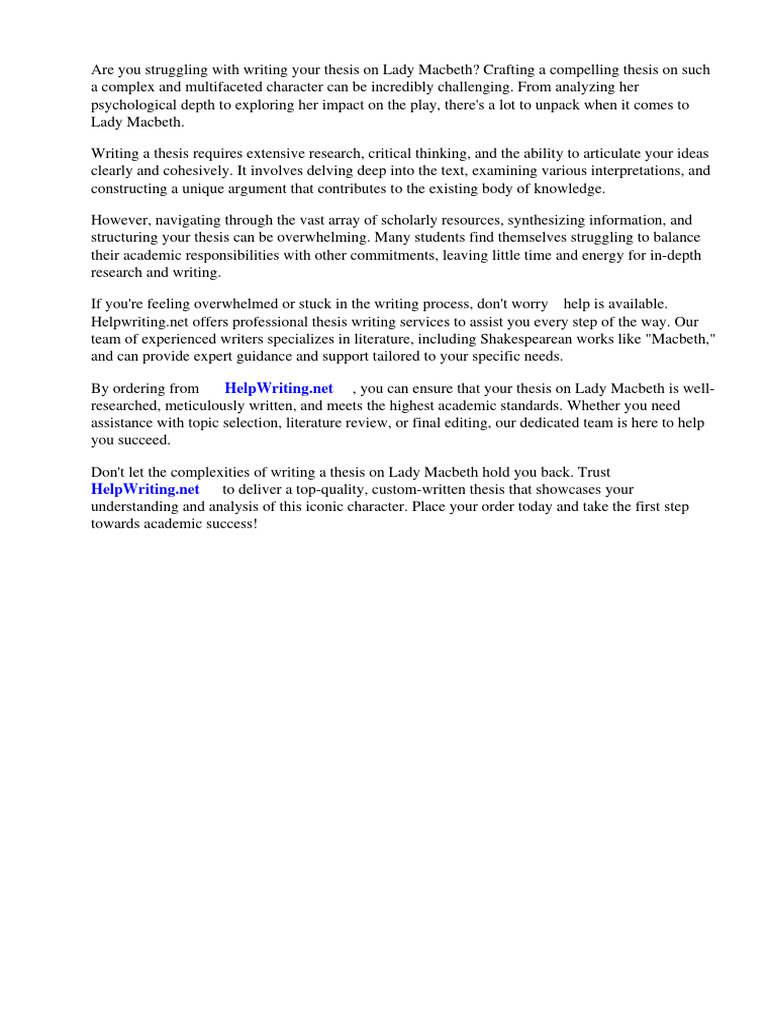 Thesis Lady Macbeth | PDF