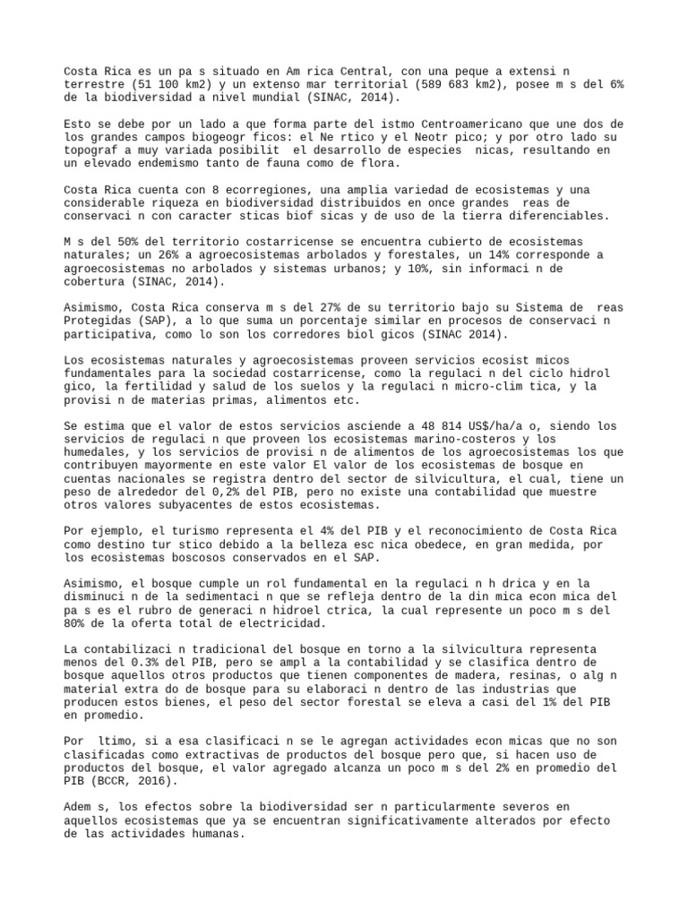 Costa Rica Es Un Pa S Situado En Am PDF Arrecife De Coral Los Bosques