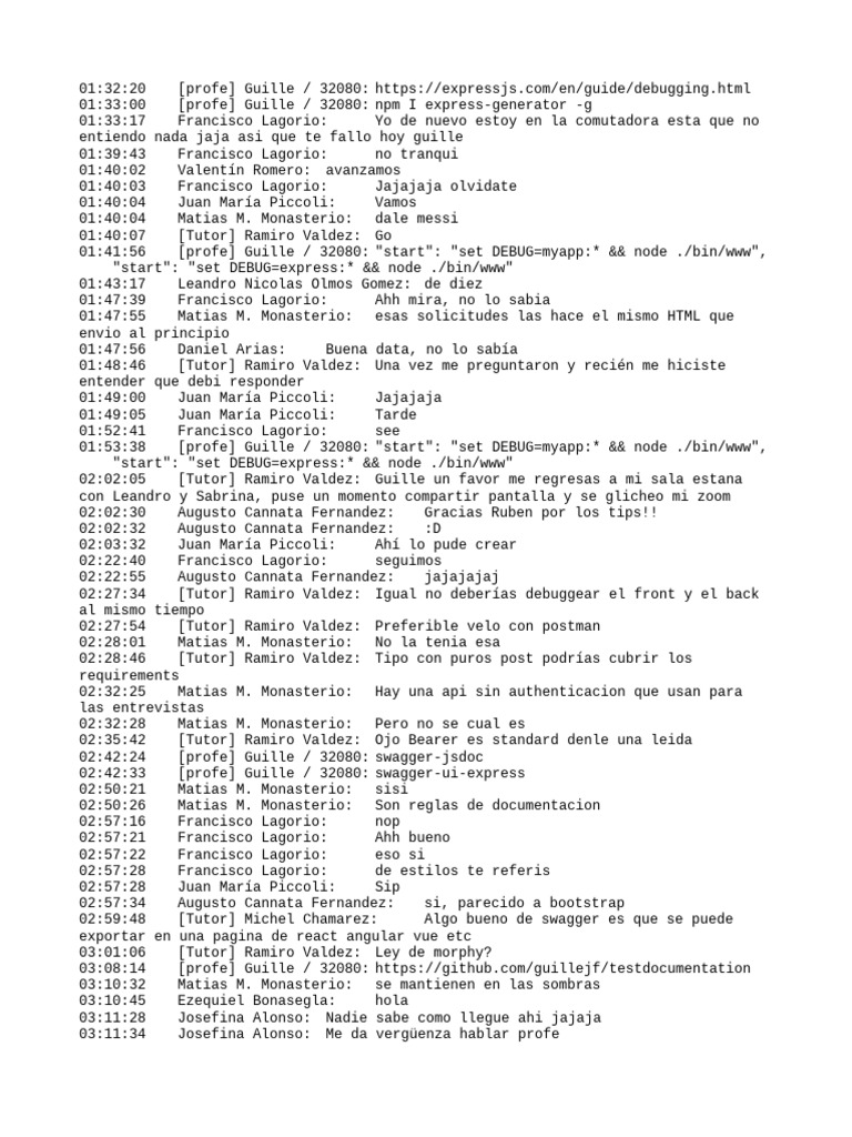 Debugging y Documentación en Express | PDF
