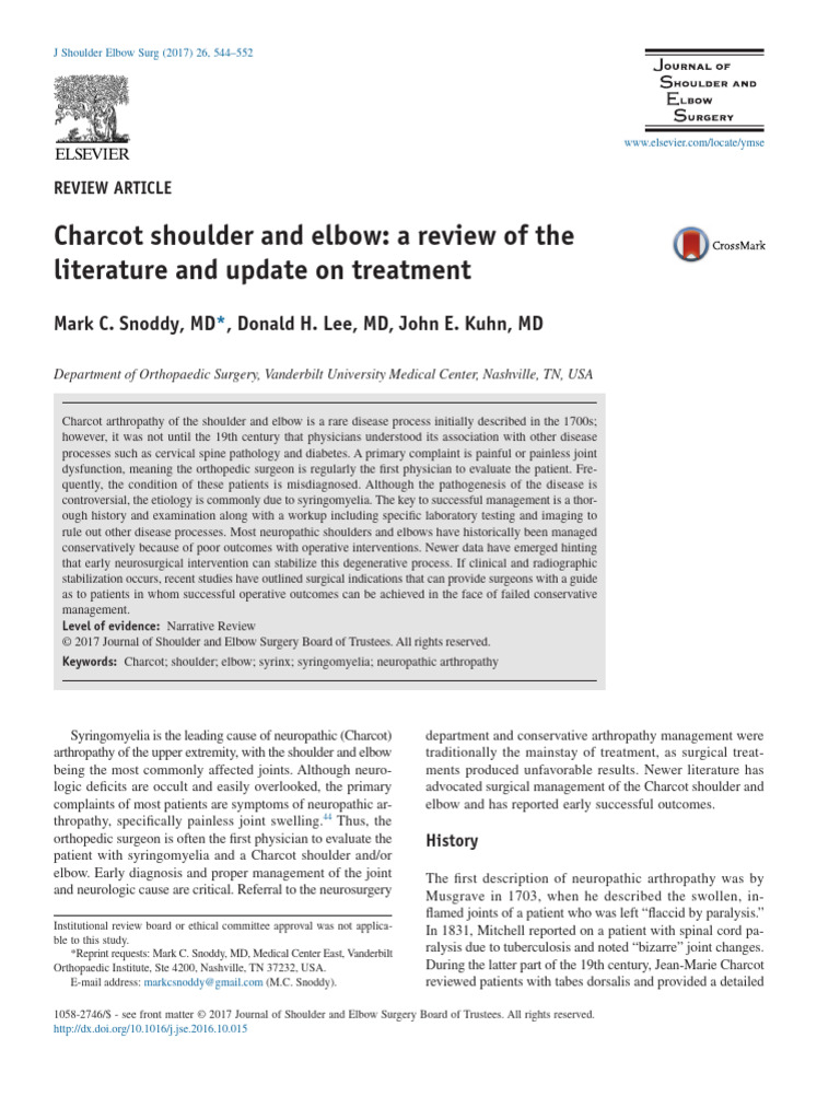 Charcot Shoulder and Elbow A Review of The Literature | PDF | Clinical ...