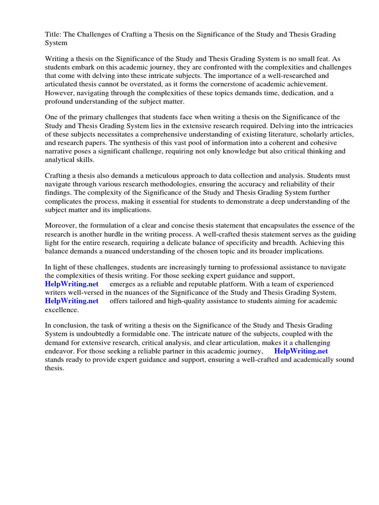 Significance of the Study Thesis Grading System | PDF | Thesis | Information