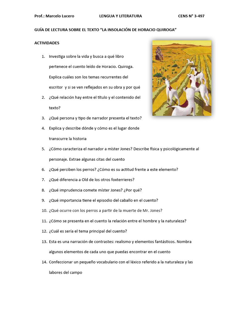 La Insolación de Horacio Quiroga | PDF