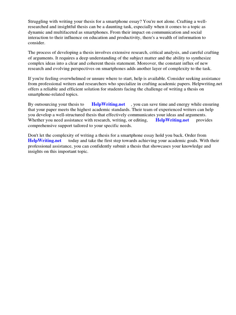 Thesis Help for Smartphone Essays | PDF | Mobile Phones | Smartphone