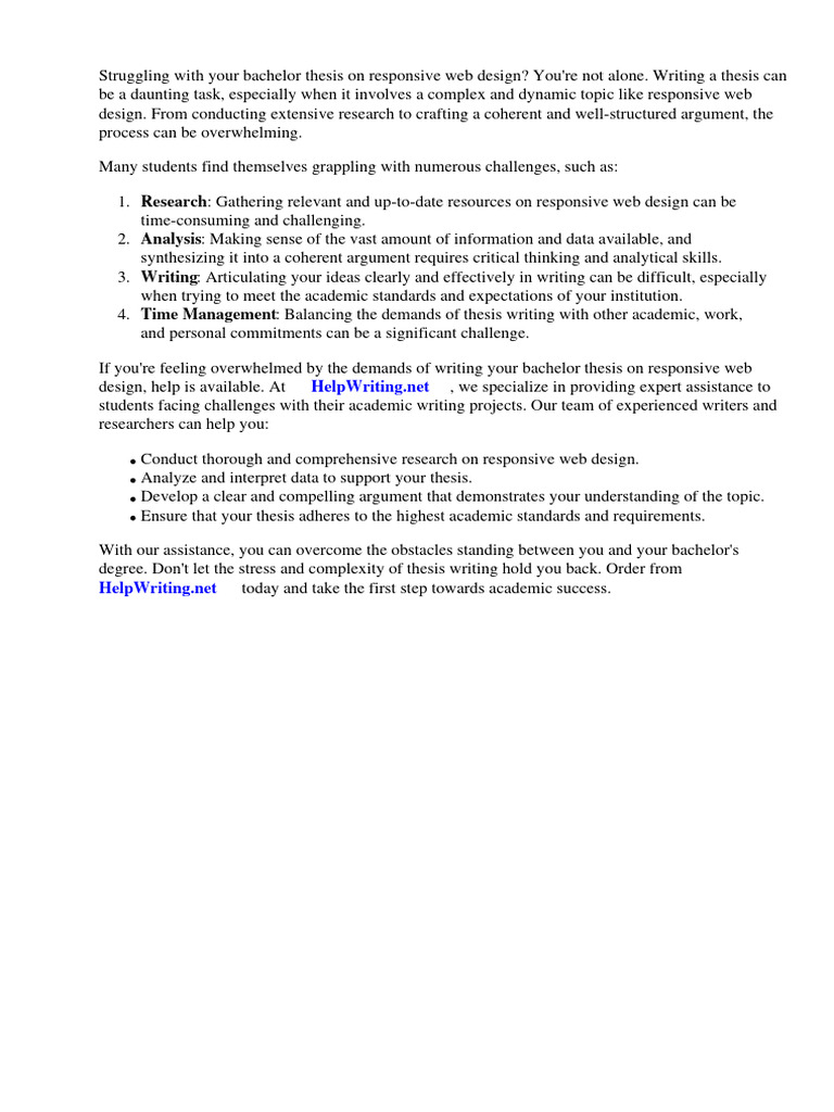 Bachelor Thesis Responsive Web Design | PDF | Thesis | Strategic Management
