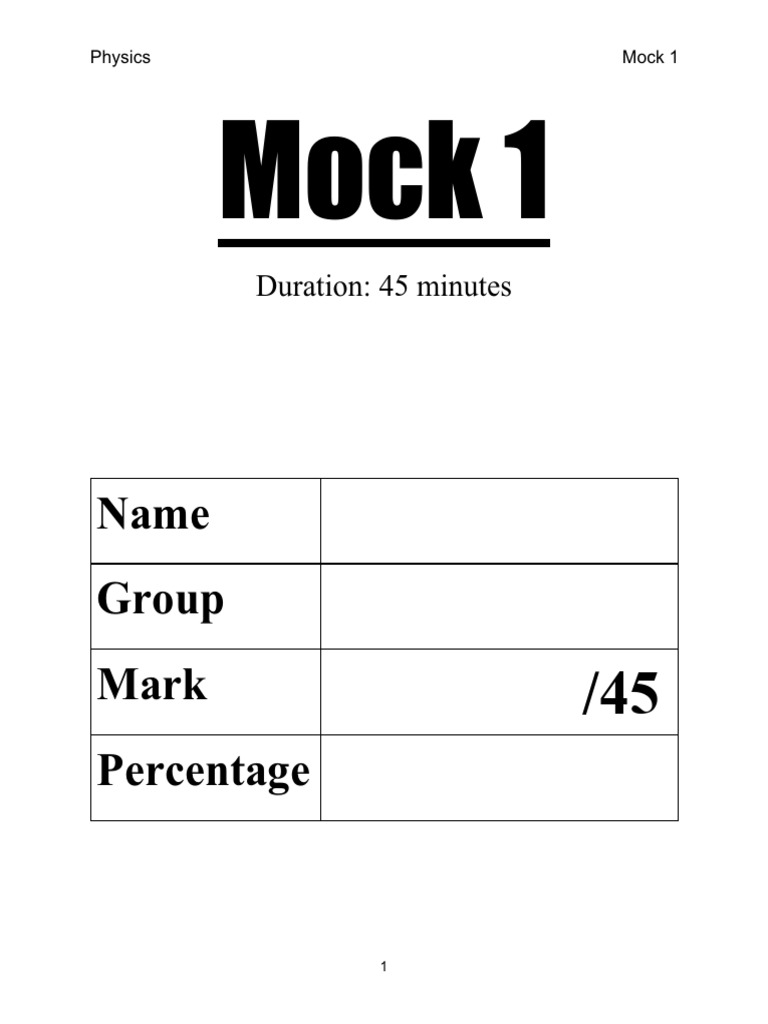 Mock 1 | PDF | Force | Mass