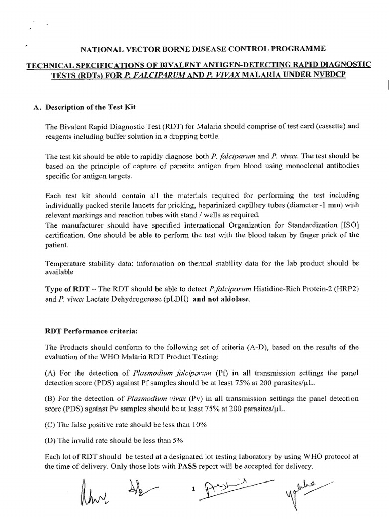 Bivalent RDT Malaria | PDF