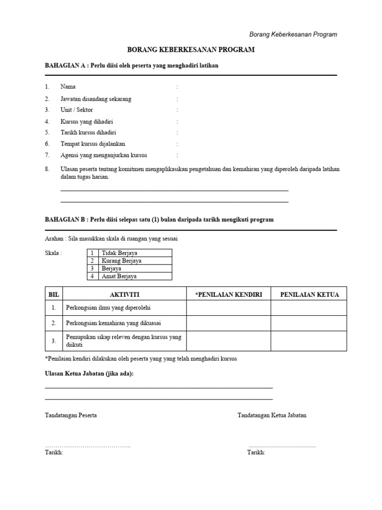 3 BORANG KEBERKESANAN PROGRAM - CTH | PDF