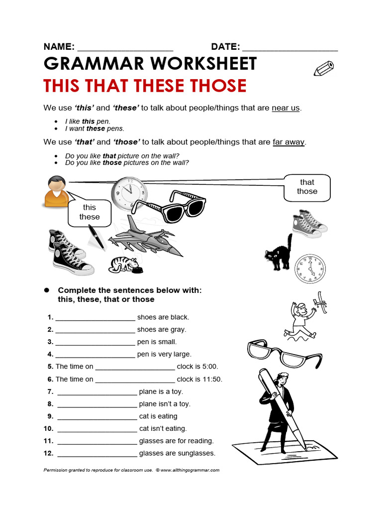 This, That, These, Those Worksheet | PDF