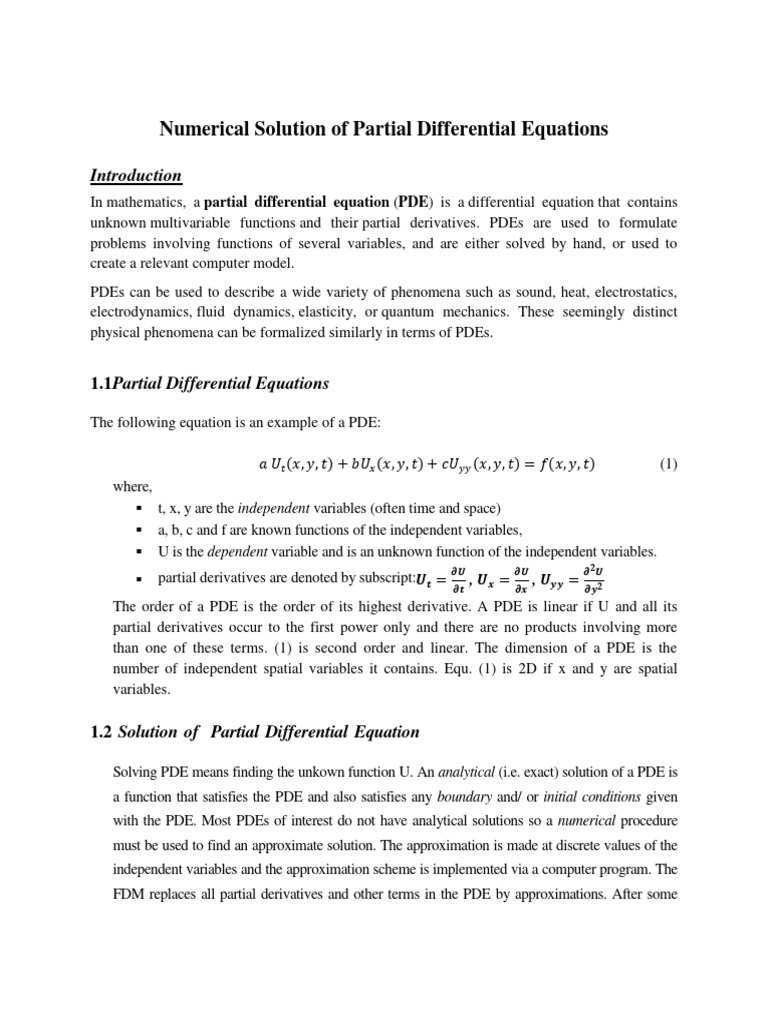 Introduction To PDE With FD | PDF | Partial Differential Equation ...