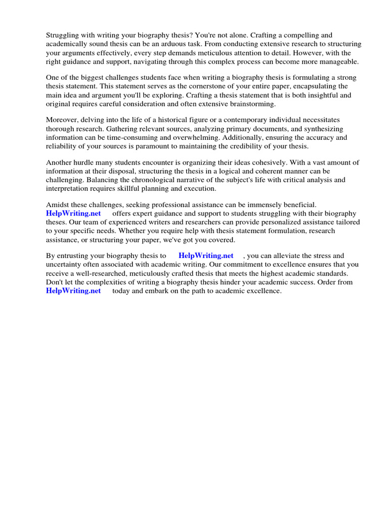 Biography Thesis Statement Examples | PDF | Essays | Thesis
