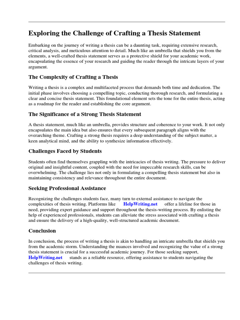 How A Thesis Statement Is Similar To An Umbrella | PDF | Essays | Thesis