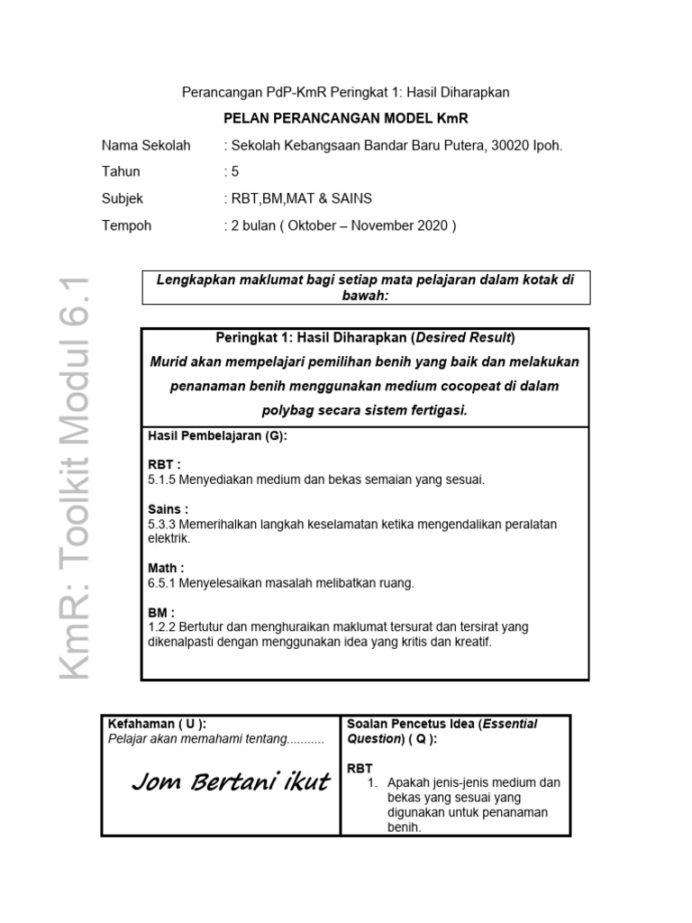 Perancangan PDP KMR Peringkat 1 - BANDAR BARU PUTERA | PDF