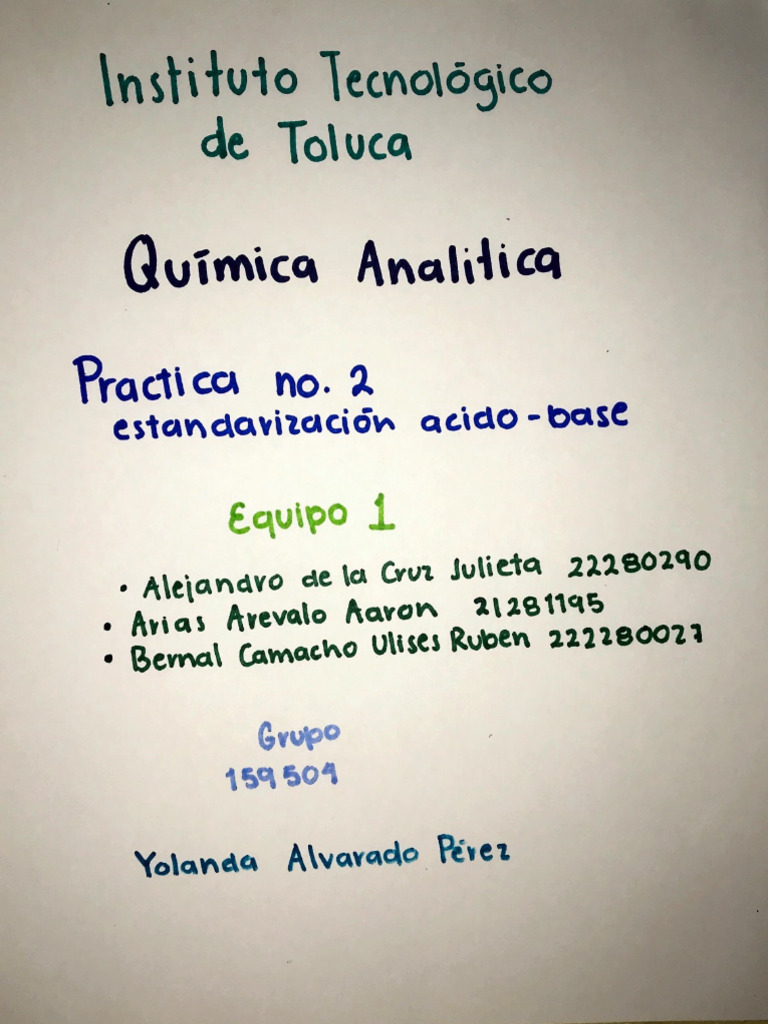 Práctica No.2 Química Analitica Eq.1 | PDF