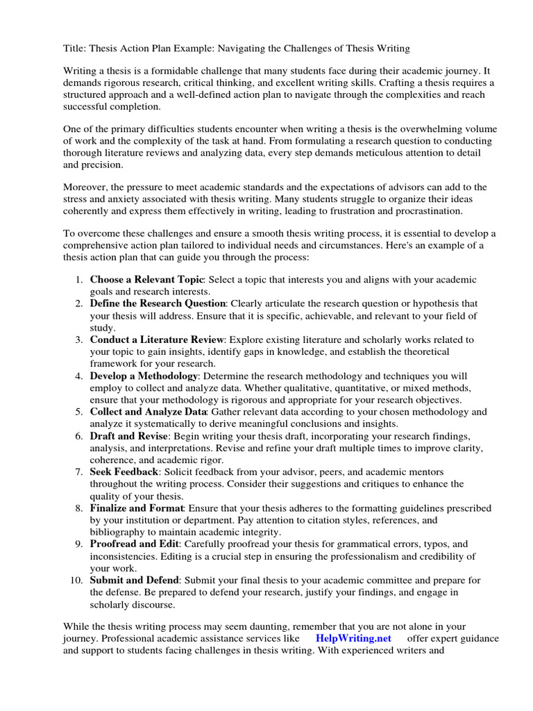 Thesis Action Plan Example | PDF | Methodology