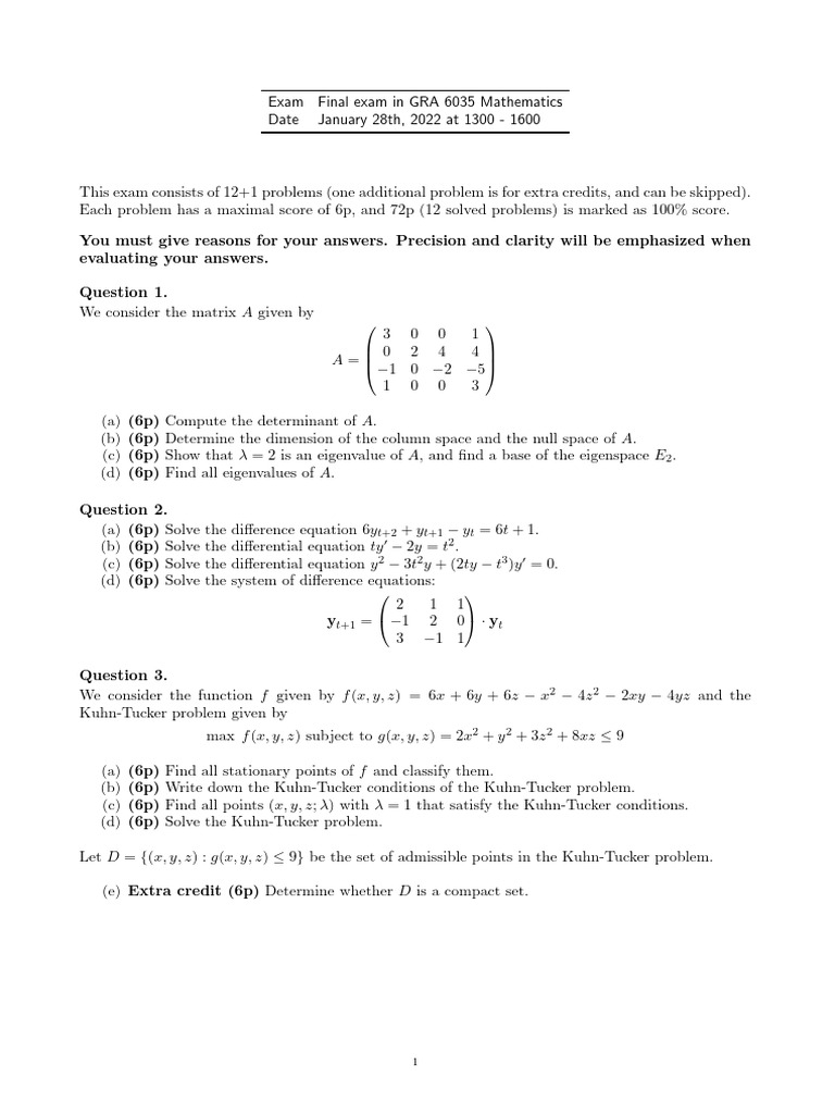 Final 2022 01 | PDF | Eigenvalues And Eigenvectors | Theoretical Physics