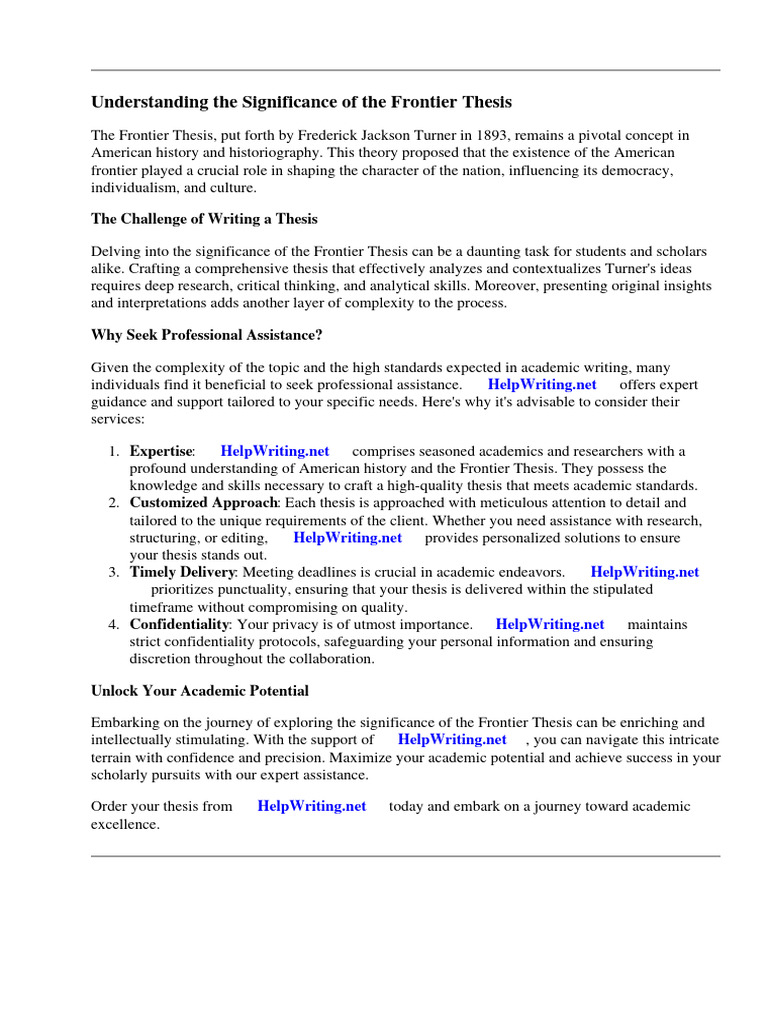 Frontier Thesis Significance | PDF