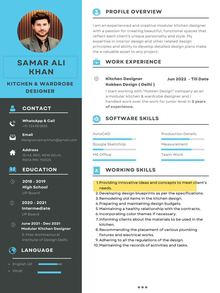 Resume - Samar Ali Khan | PDF | Kitchen