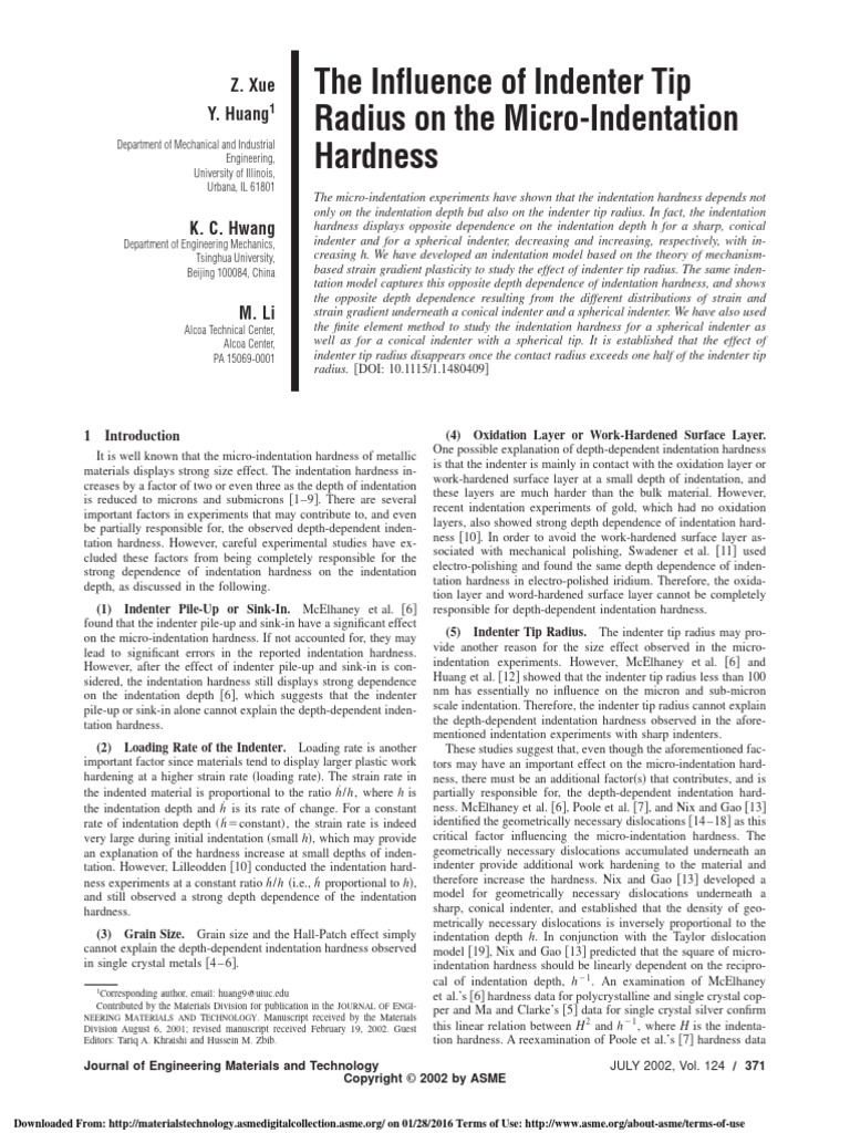 2002 The Influence of Indenter Tip Radius On The Micro-Indentation ...