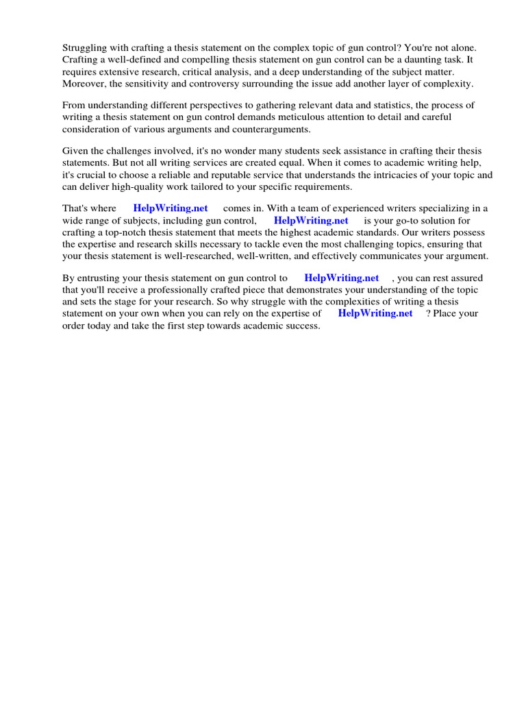 Thesis Statement Examples On Gun Control | Download Free PDF | Gun ...
