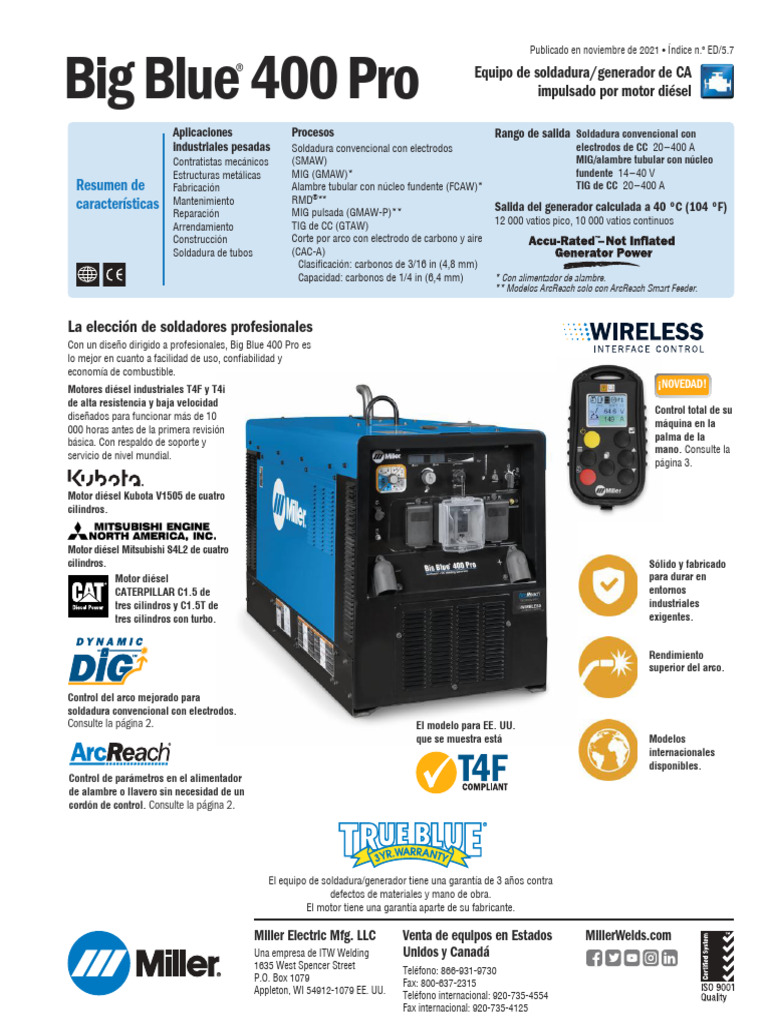 FT Big Blue 400 Pro Miller Welds | PDF | Soldadura | Construcción