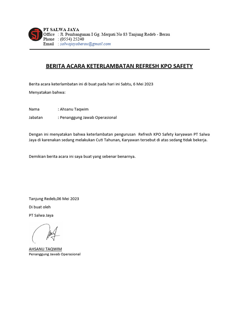 BA Keterlambatan SID CARD | PDF